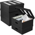 5 PCS CD Storage Boxes with Lids, Stackable 3-Compartment CD Organizer ...