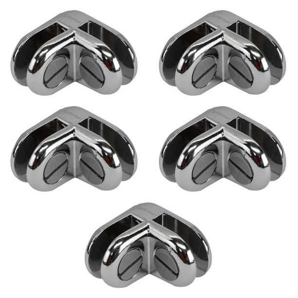 5 PCS CHROME 2 Way Glass Cube Connector Clip 3/16" Tempered Glass Shelf ...