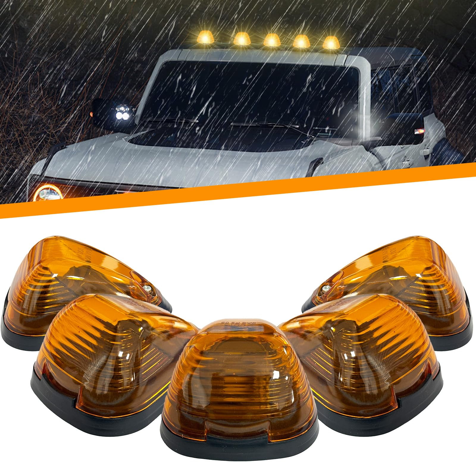 5 PCS Cab Roof DHF10 Marker Lights w/ 10 LED Amber Roof Top Lamp ...
