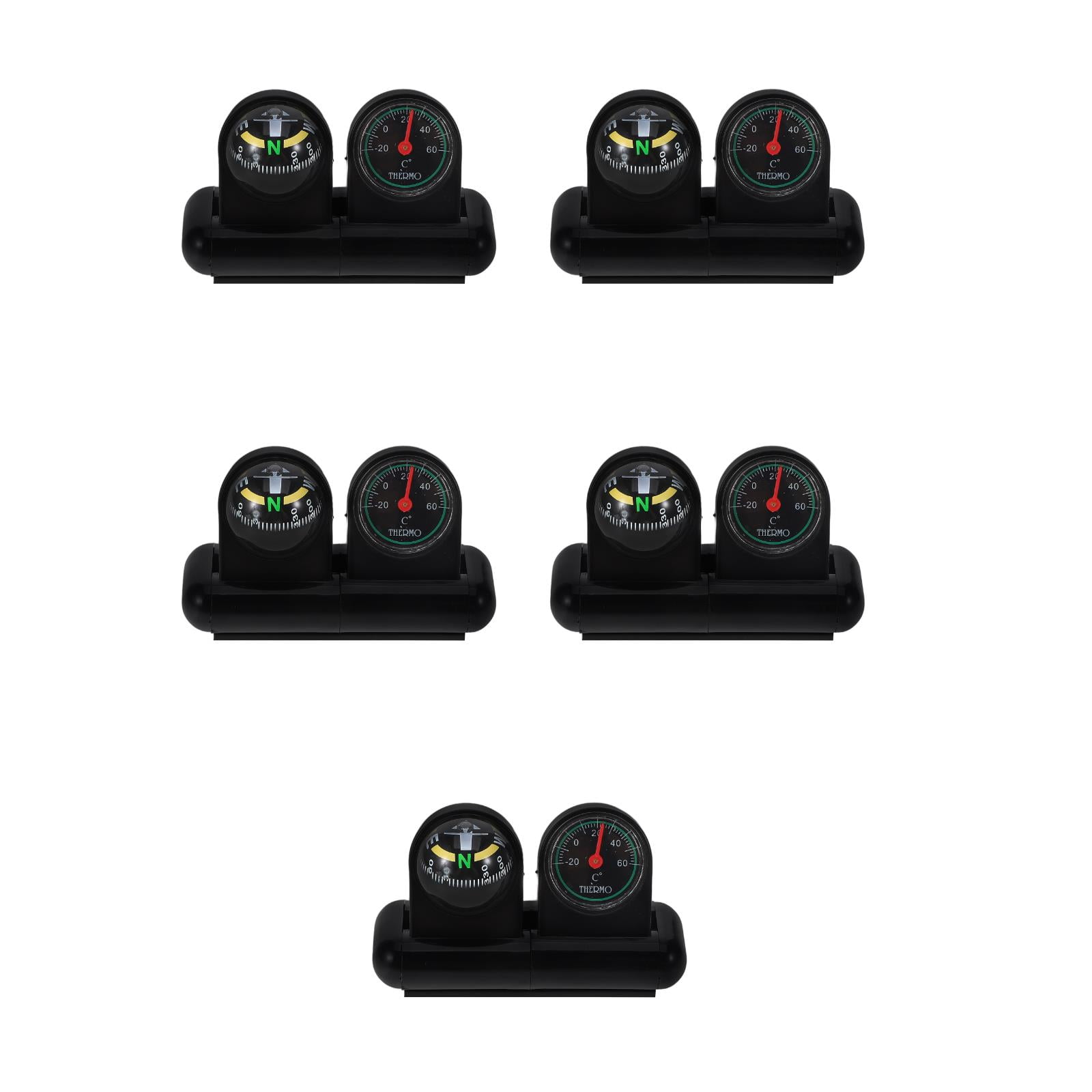 5 PCS Car Compass Barometer Hiking Thermometer Compasses Work Black ...