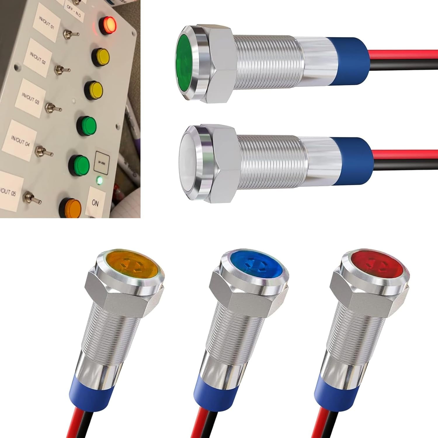 5 PCS Car LED Signal Indicator Light, AC 220V IP65 Waterproof Round ...