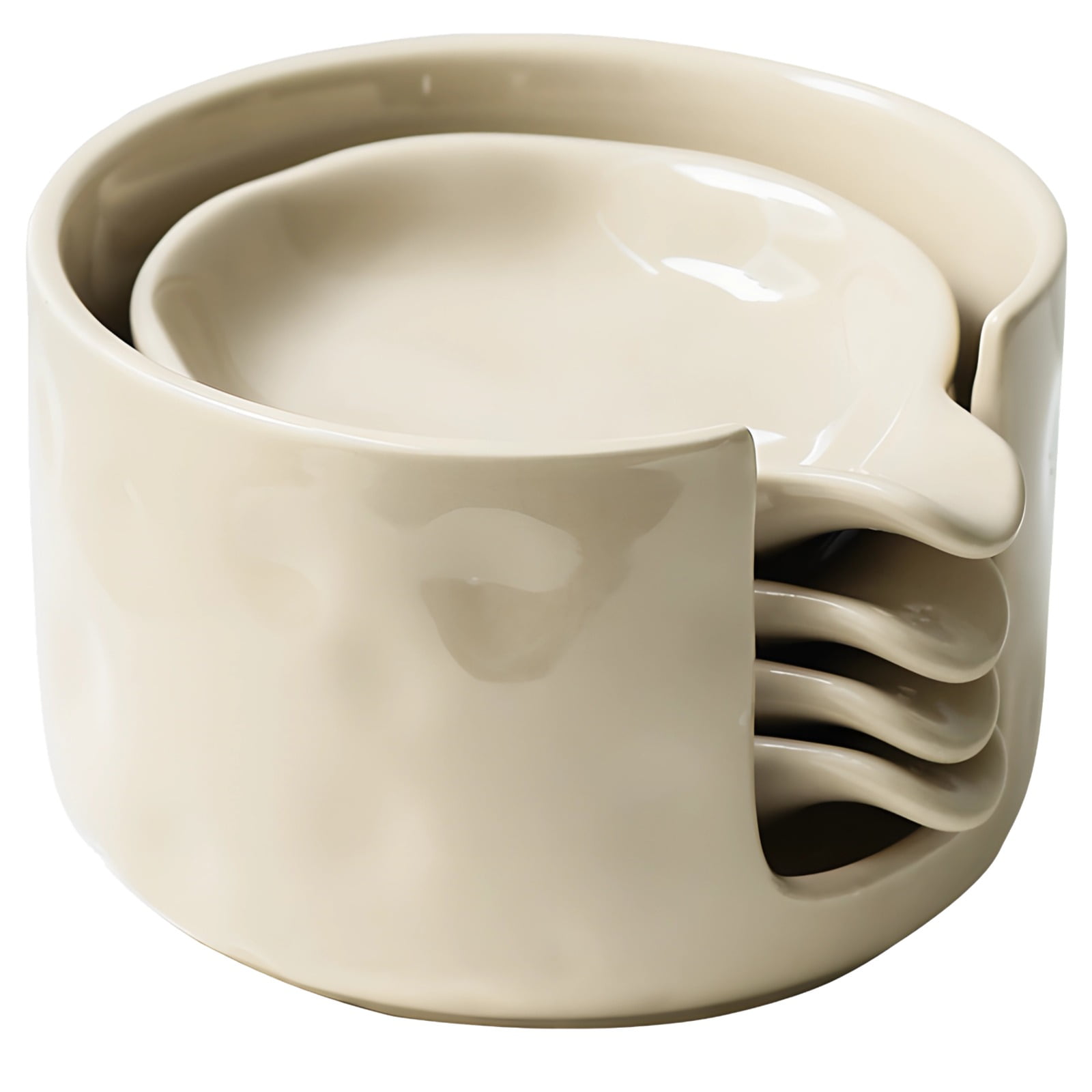 5 PCS Ceramic Spoon Rest, 4 Sauce Dishes with Holder, 4.7 x 3.1 Inches ...