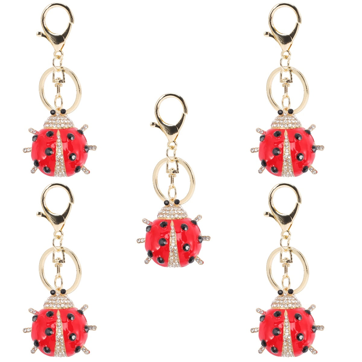 5 PCS Charm Key Chain Rhinestone Ladybug Keychain Eye-catching ...