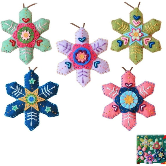 5 PCS Christmas Snowflake Felt Ornament Kit,2025 Beginner Handmade ...