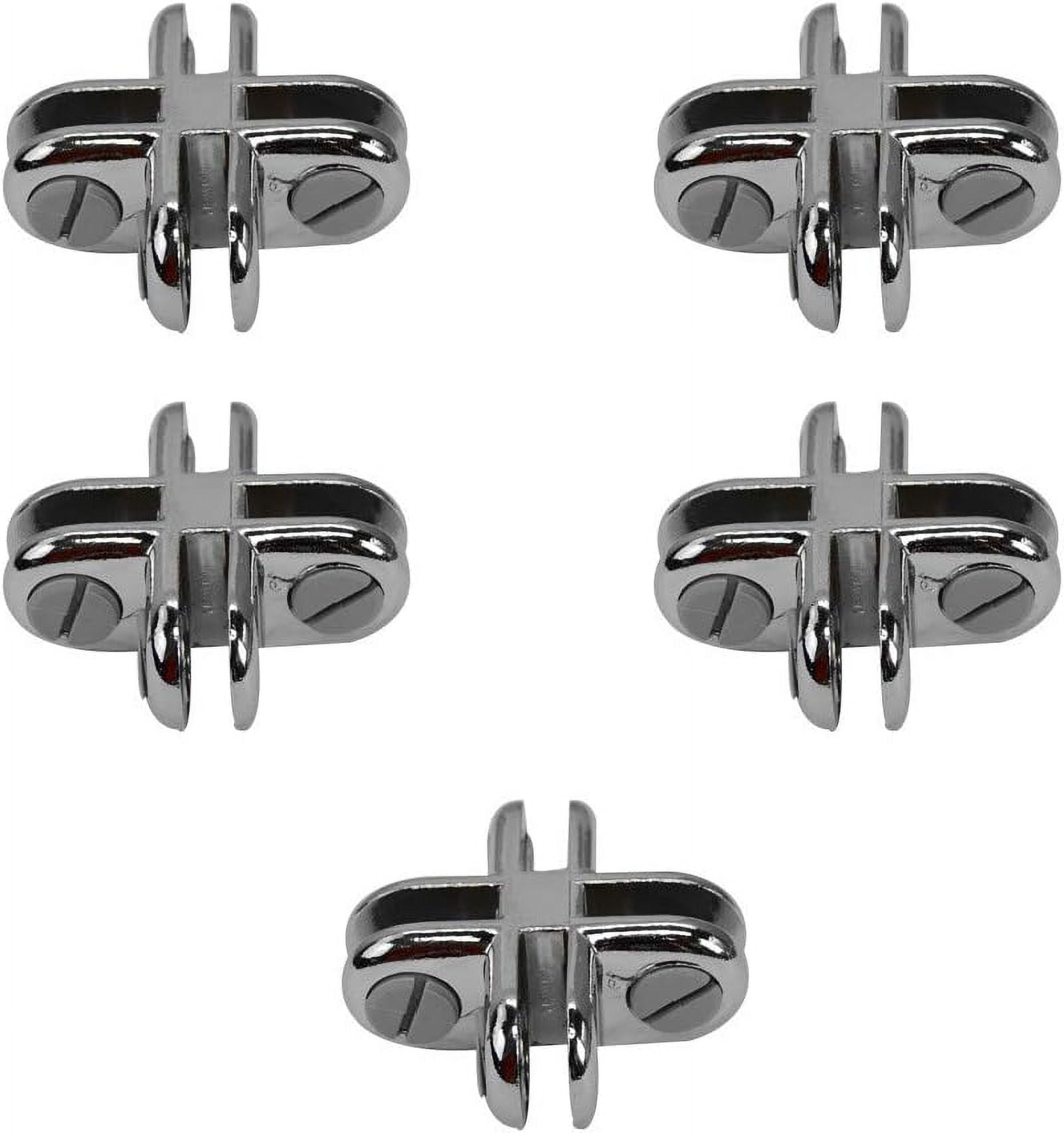 5 PCS CHROME 4 Way Glass Cube Connector Clip 3/16" Tempered Glass Shelf ...