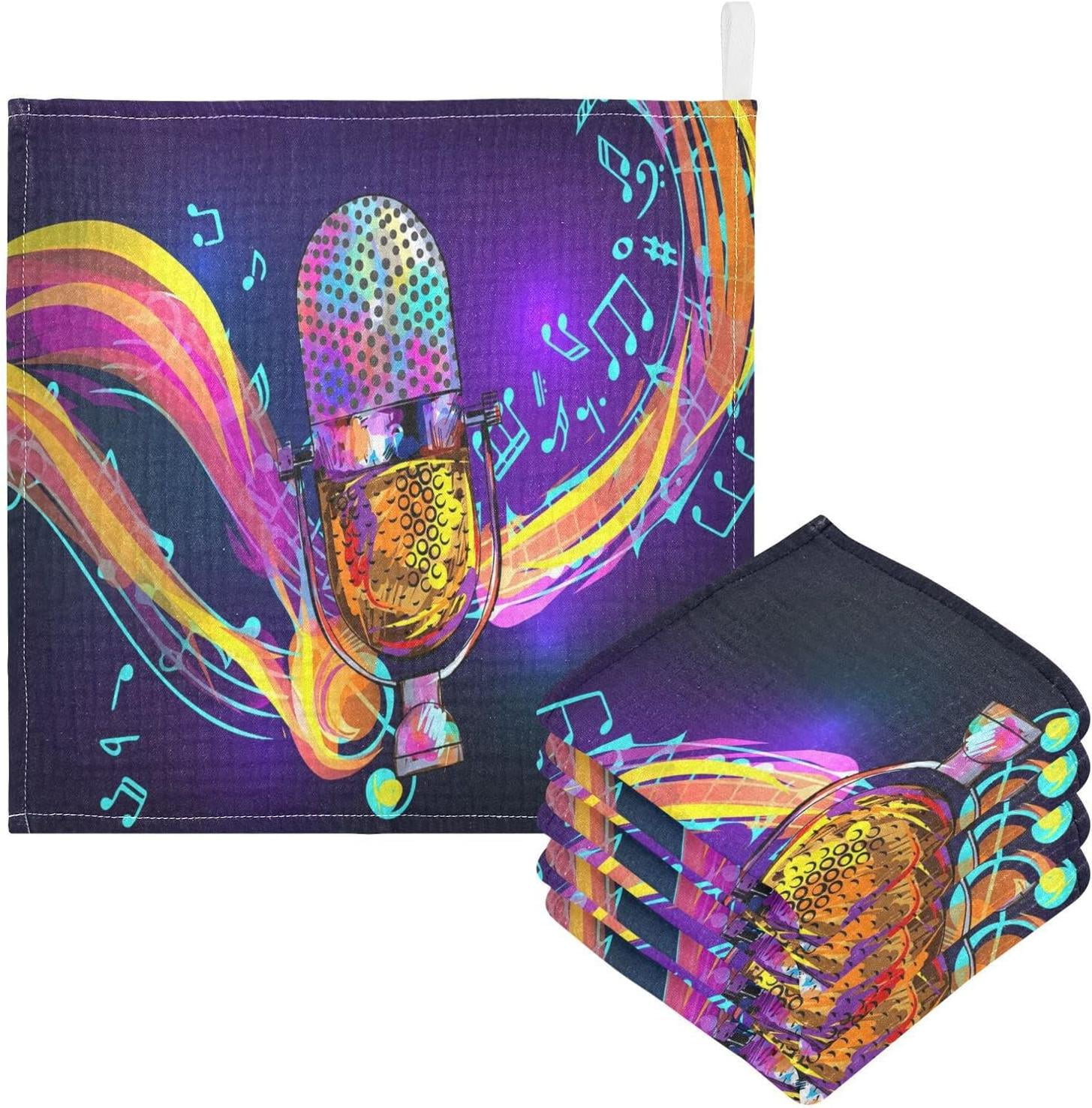 5 PCS Colorful Microphone Musical Baby Muslin Washcloths, Waving Music ...