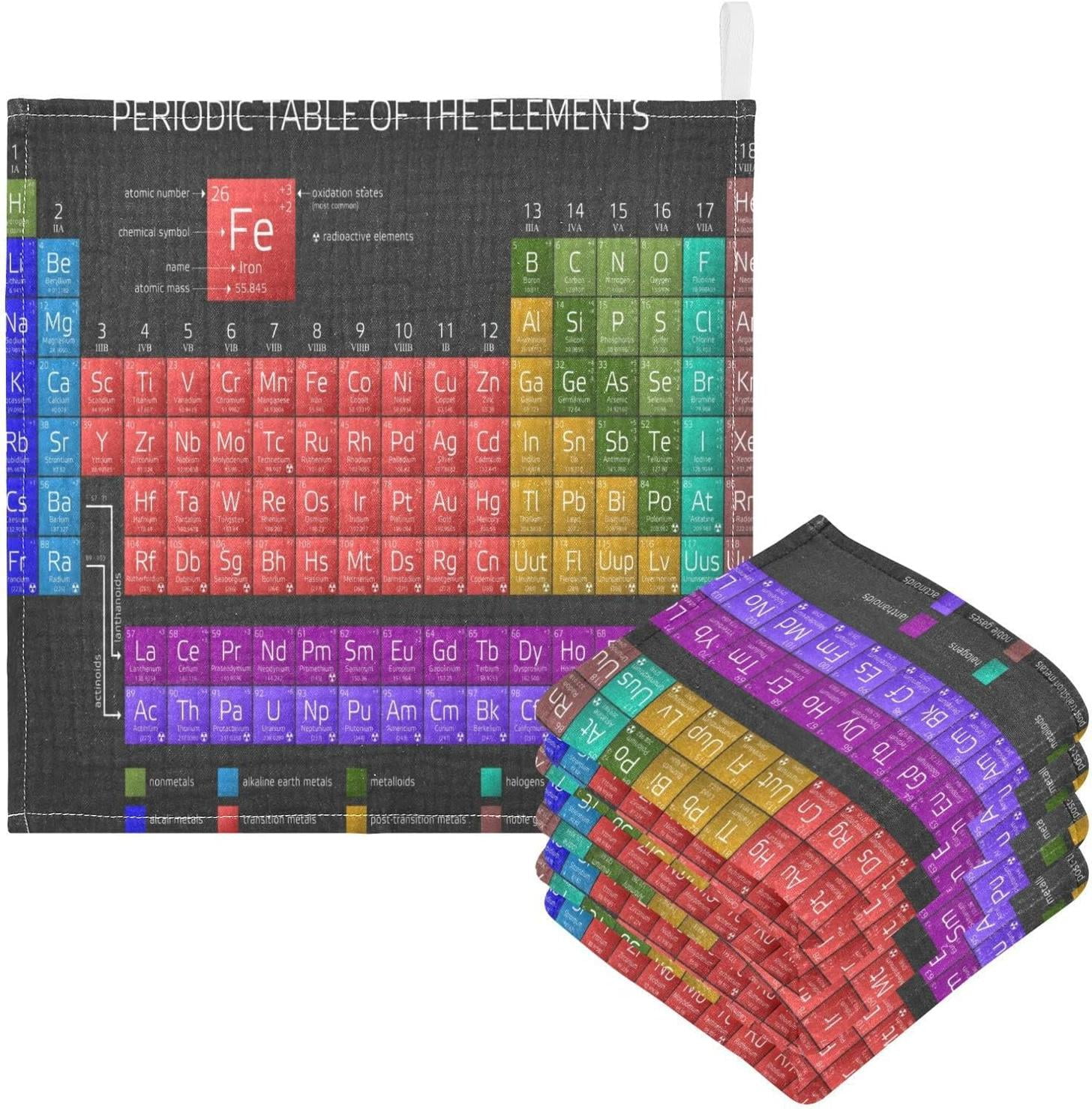 5 PCS Colorful Periodic Table Elements Baby Muslin Washcloths, Black ...