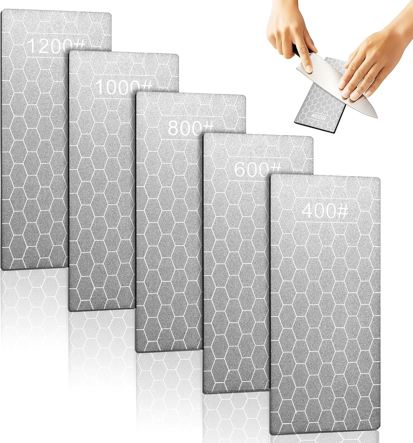 5 PCS Diamond Sharpening Stone, Double-Sided Sharpening Plate Honing ...
