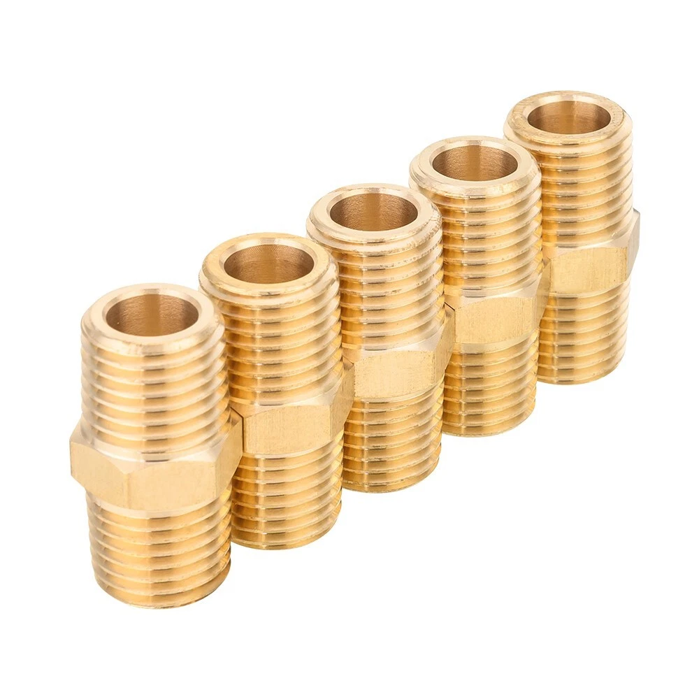 5 PCS EFIELD 1/4" x1/4" Male NPT Hex Nipple Pipe Adapters ,Brass Fittings - Walmart.com