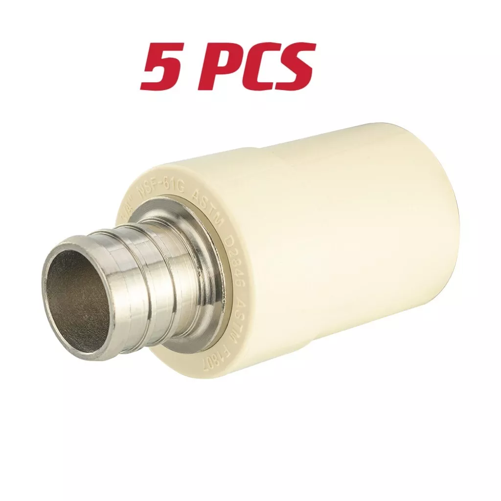 5 PCS EFIELD 3/4" PEX x 3/4" CPVC Transition Coupling Brass Barb Crimp ...