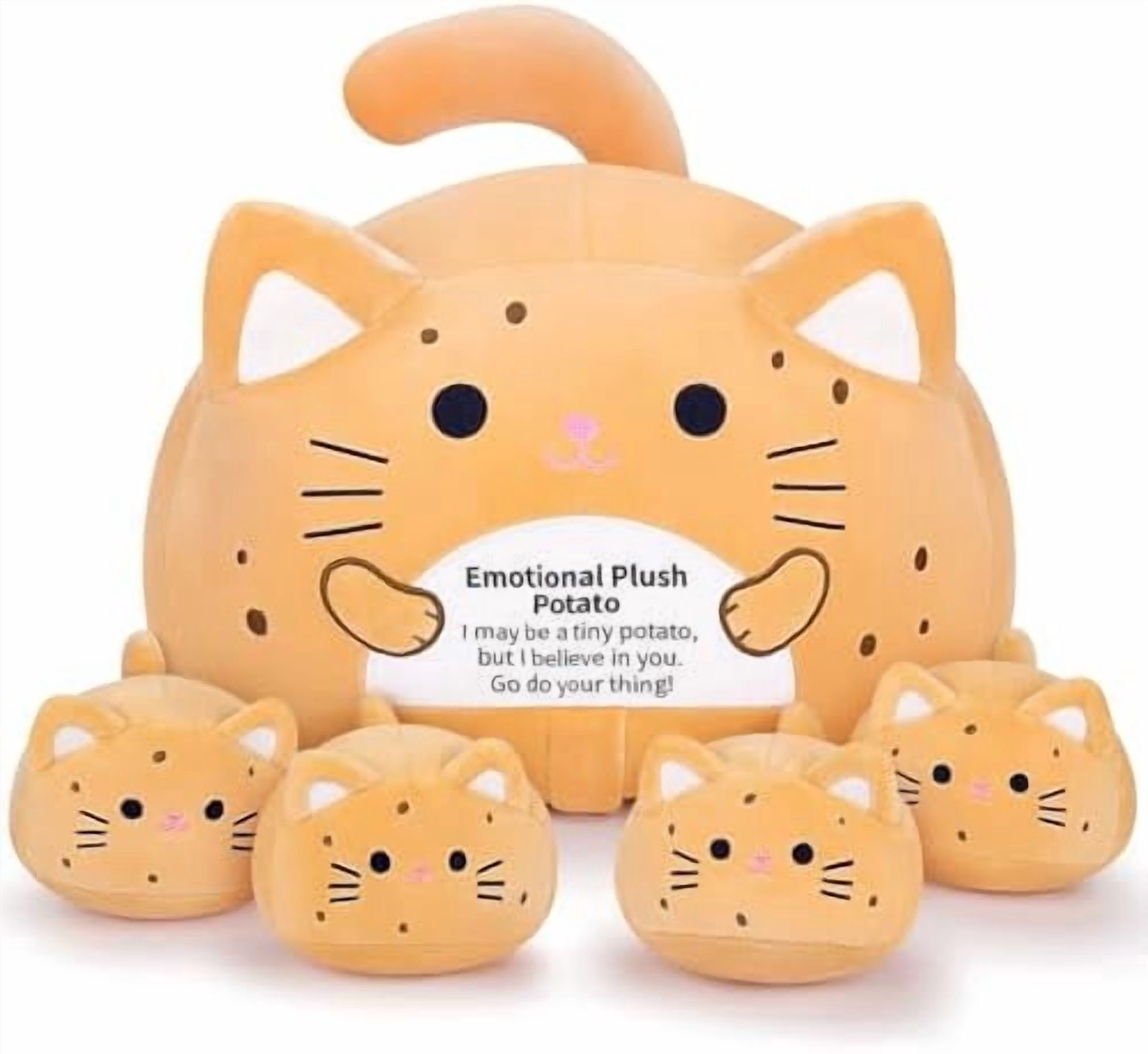 5 PCS Emotional Plush Potato Cat Stuffed Animal Family-19" Large Potato ...