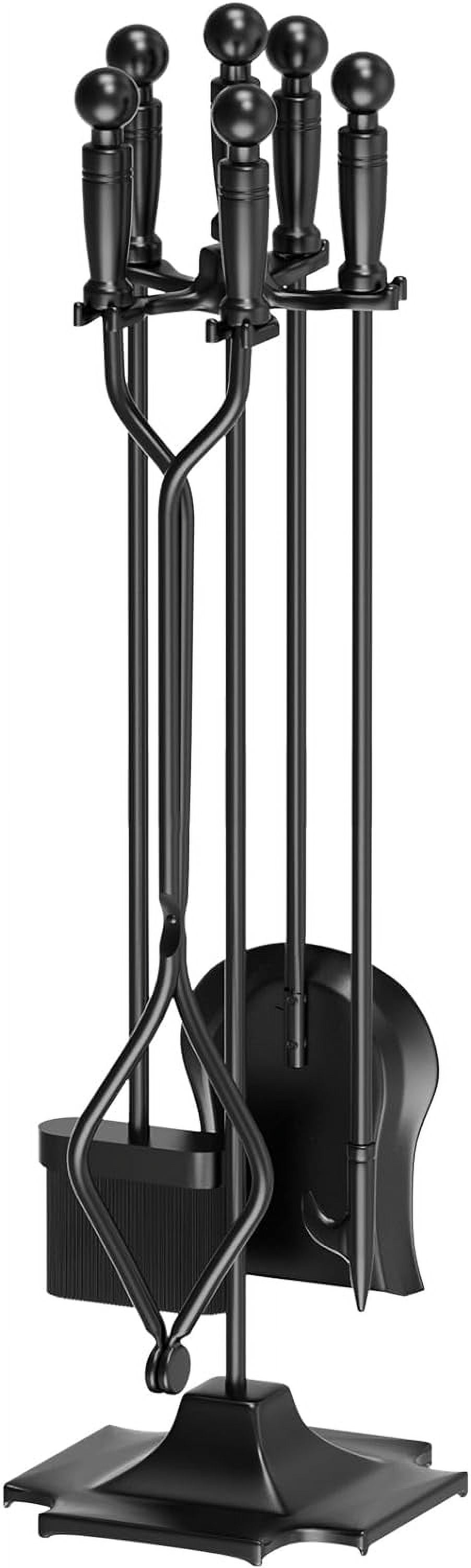 5 PCS Fireplace Tools Set Wrought Iron Fire Place Accessories Tools ...