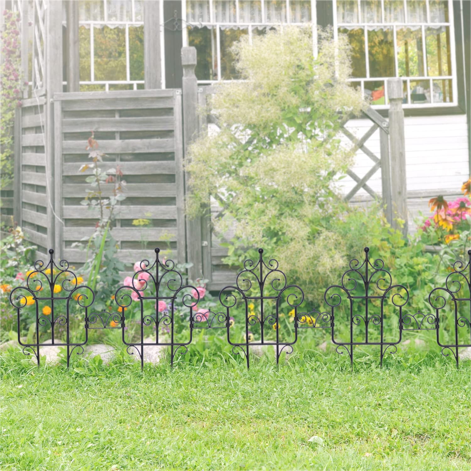 5 PCS Garden Decor Fence, Patio Fences Flower Bed Fencing Animal ...