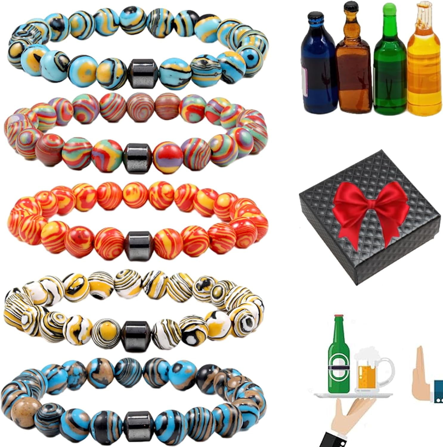 5 PCS- Glame Anti Alcohol Bracelet, Adjustable Anti-Alcohol Bracelet to ...