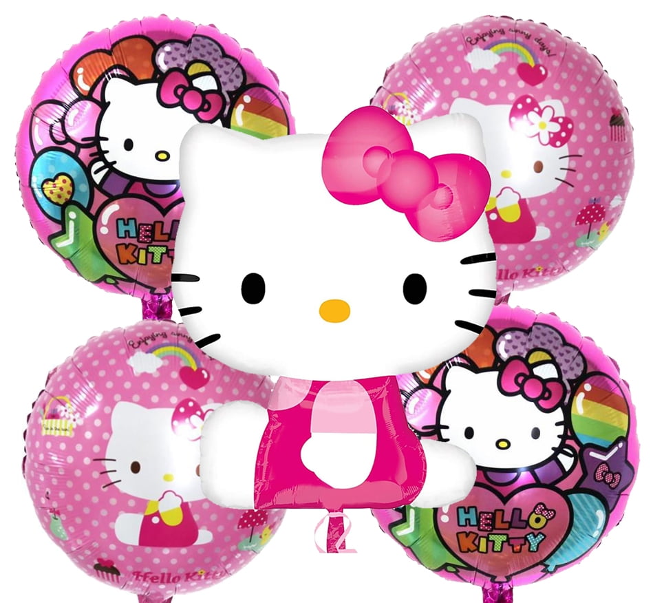 5-PC Set Hello Kitty Foil Balloons, Birthday Party Decoration Supplies ...