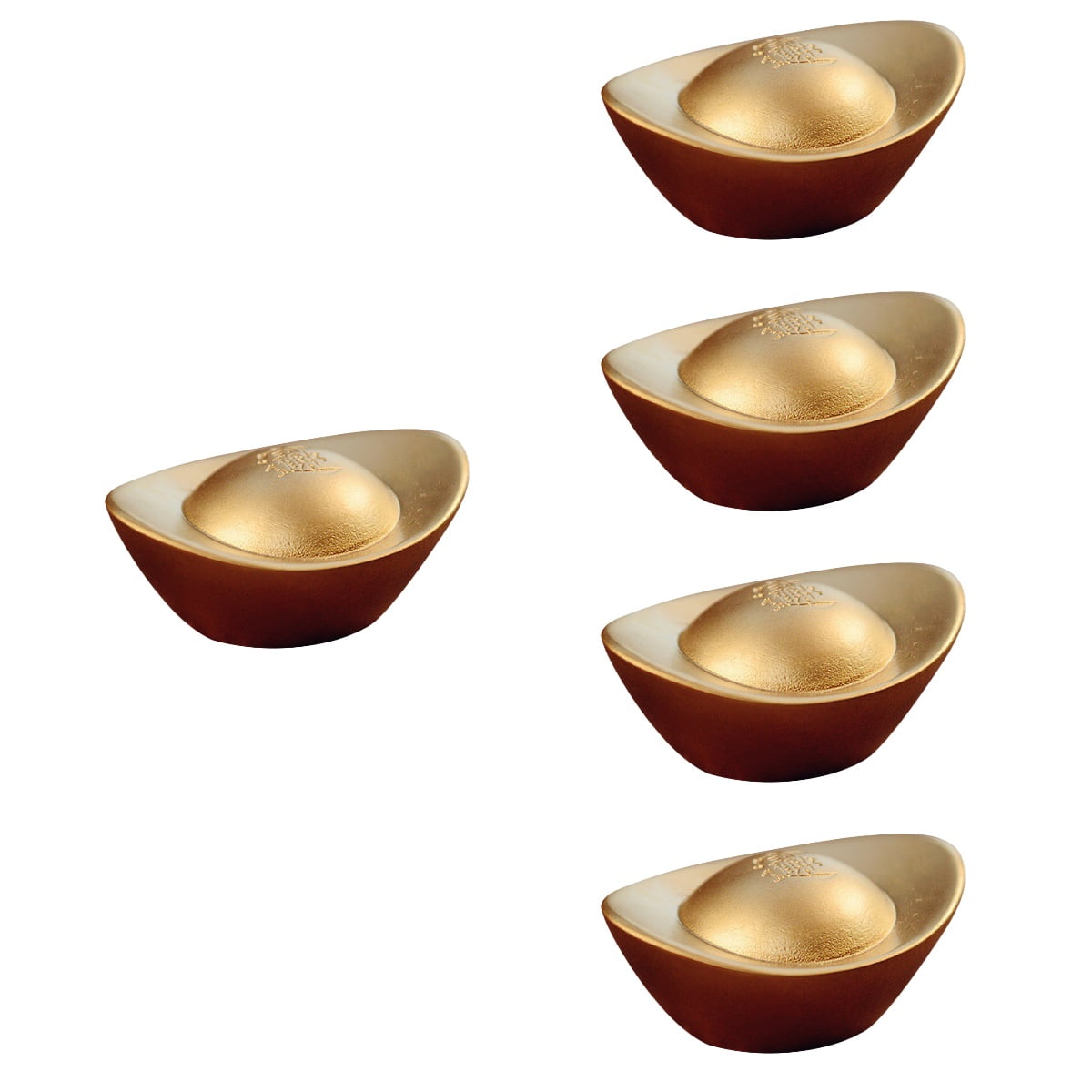 5 PCS Ingots Auspicious Wealth Ornament Charm Pure Brass Crystals Decor ...