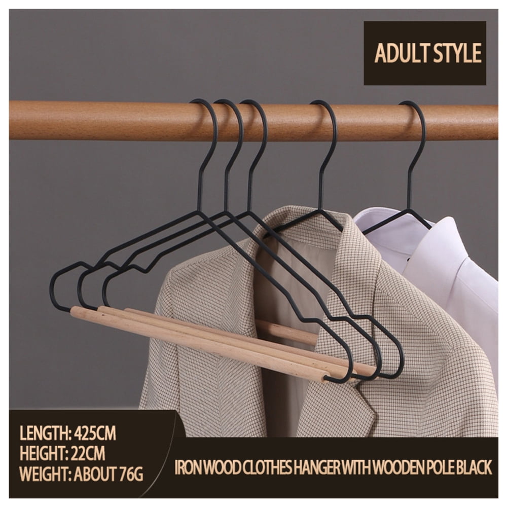 5 PCS Iron and Wood Coat Hanger with Recess Design for Coat Trousers ...