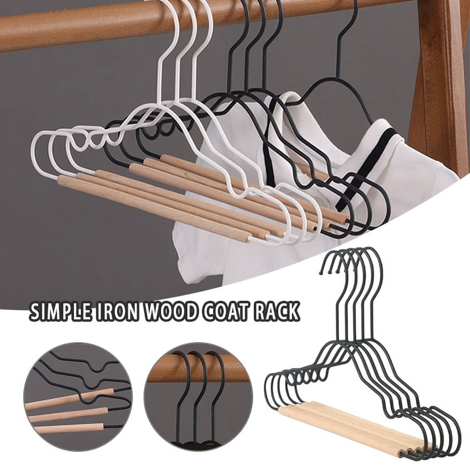 5 PCS Iron and Wood Coat Rack with Recess Design for Kids Clothes ...