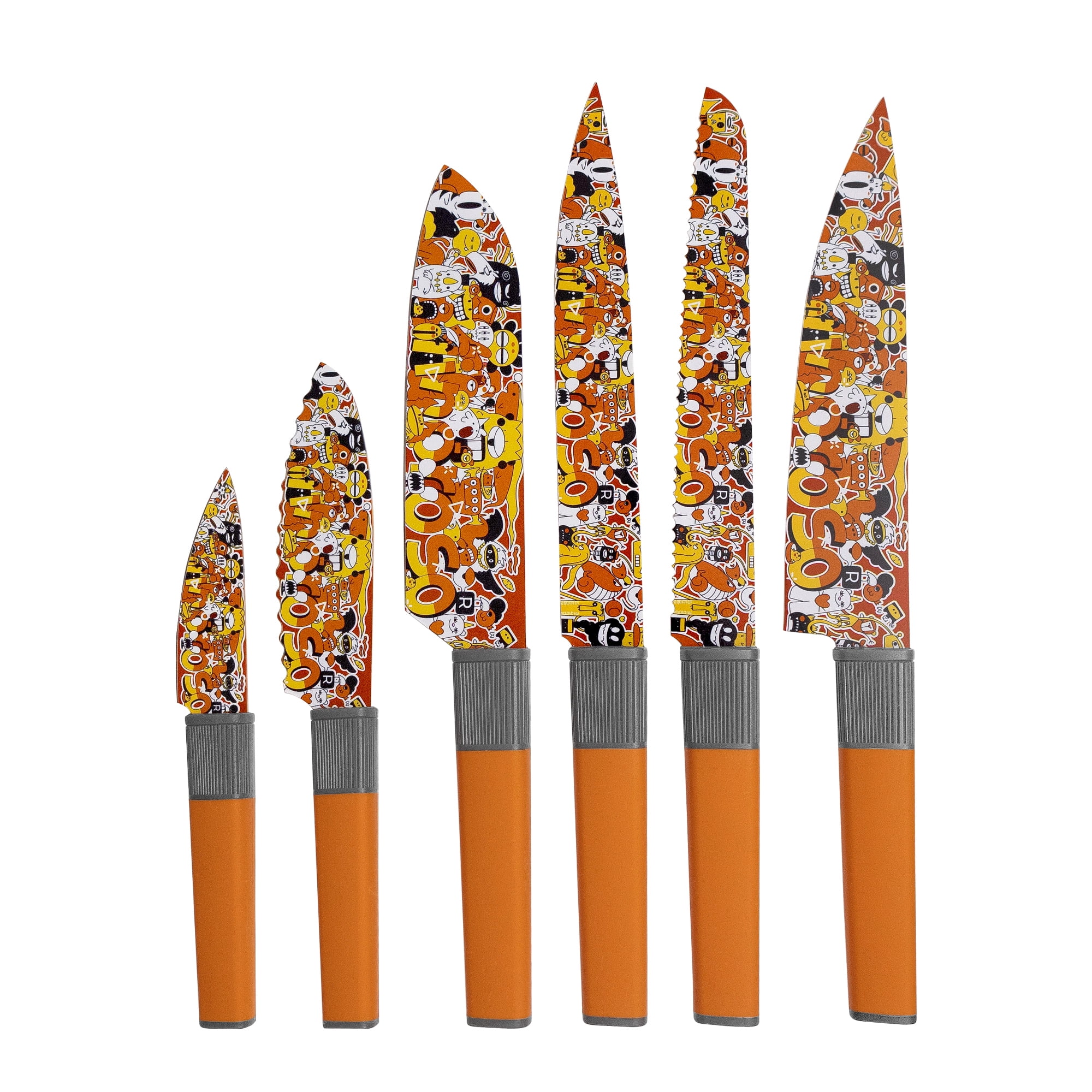 Linoroso 5 PCS Kitchen Knife Set with Sheathes and Ergonomic Handle for ...