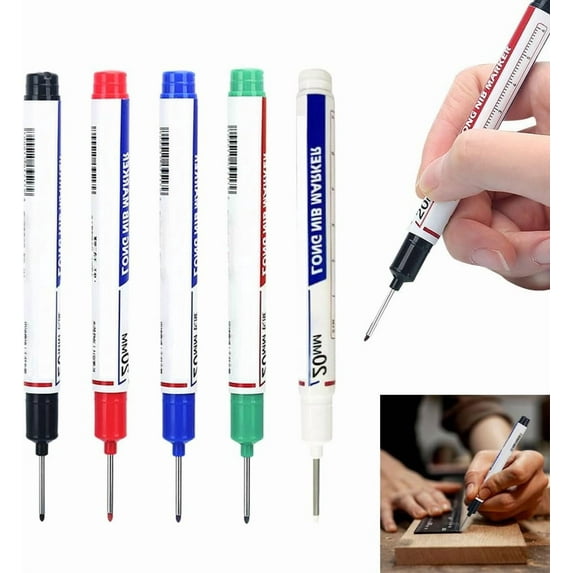 5 PCS Long Head Deep Hole Marker Pens, Permanent Markers for Metal ...