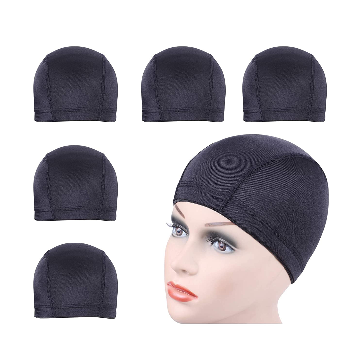 5 PCS/Lot Black Dome Caps Wig Caps for Making Wigs Stretchable Hairnets ...