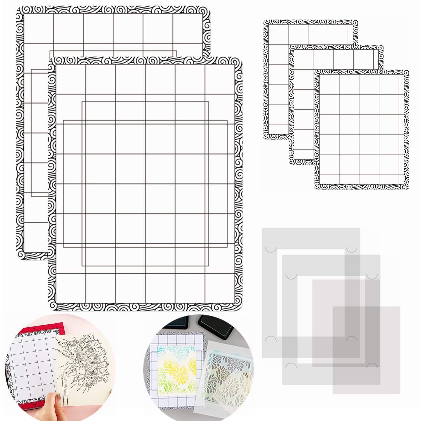 5 PCS Low Stick Mat Sticky Non-Slip Flexible Gridded Stamp Mats, 2 ...