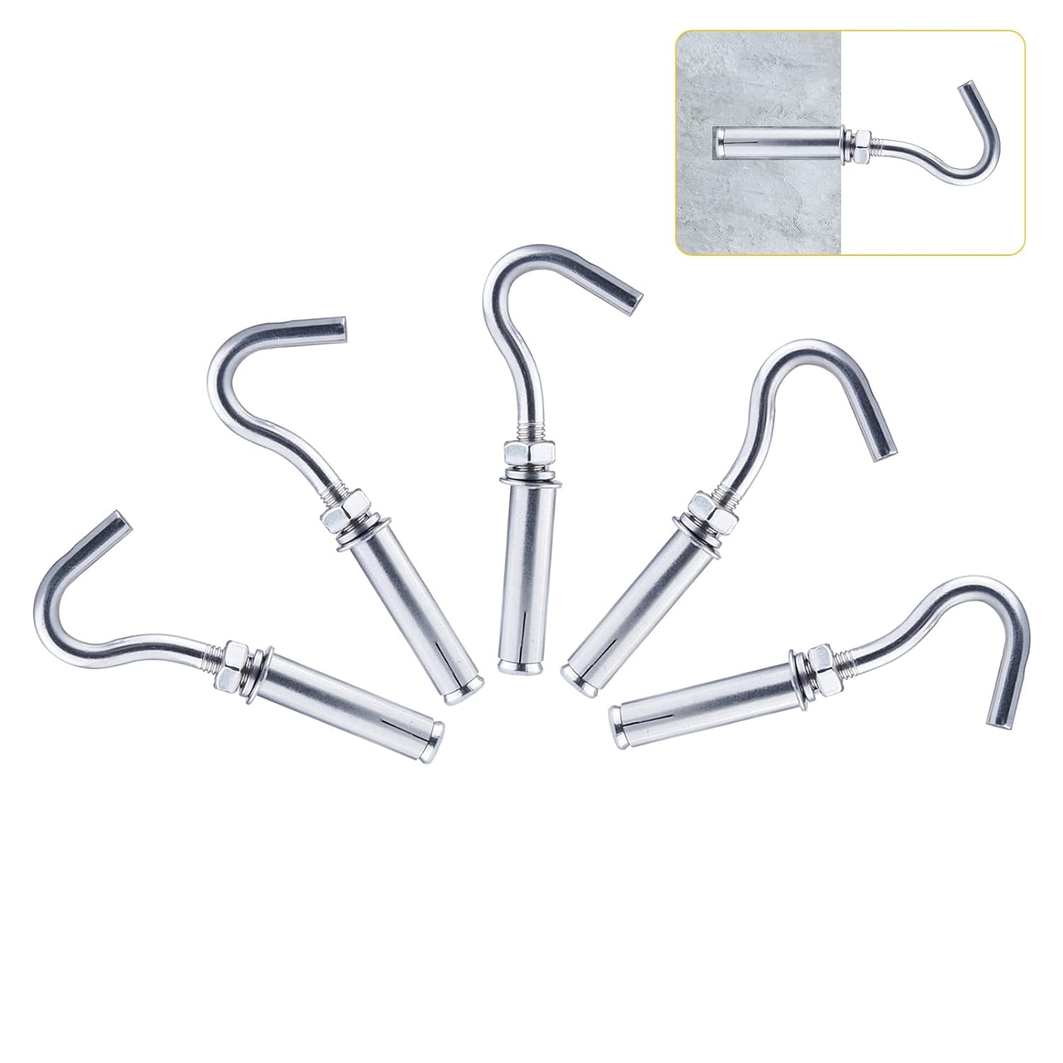 5 PCS M8 Expansion Hook, Heavy Duty 304 Stainless Steel Open Cup ...