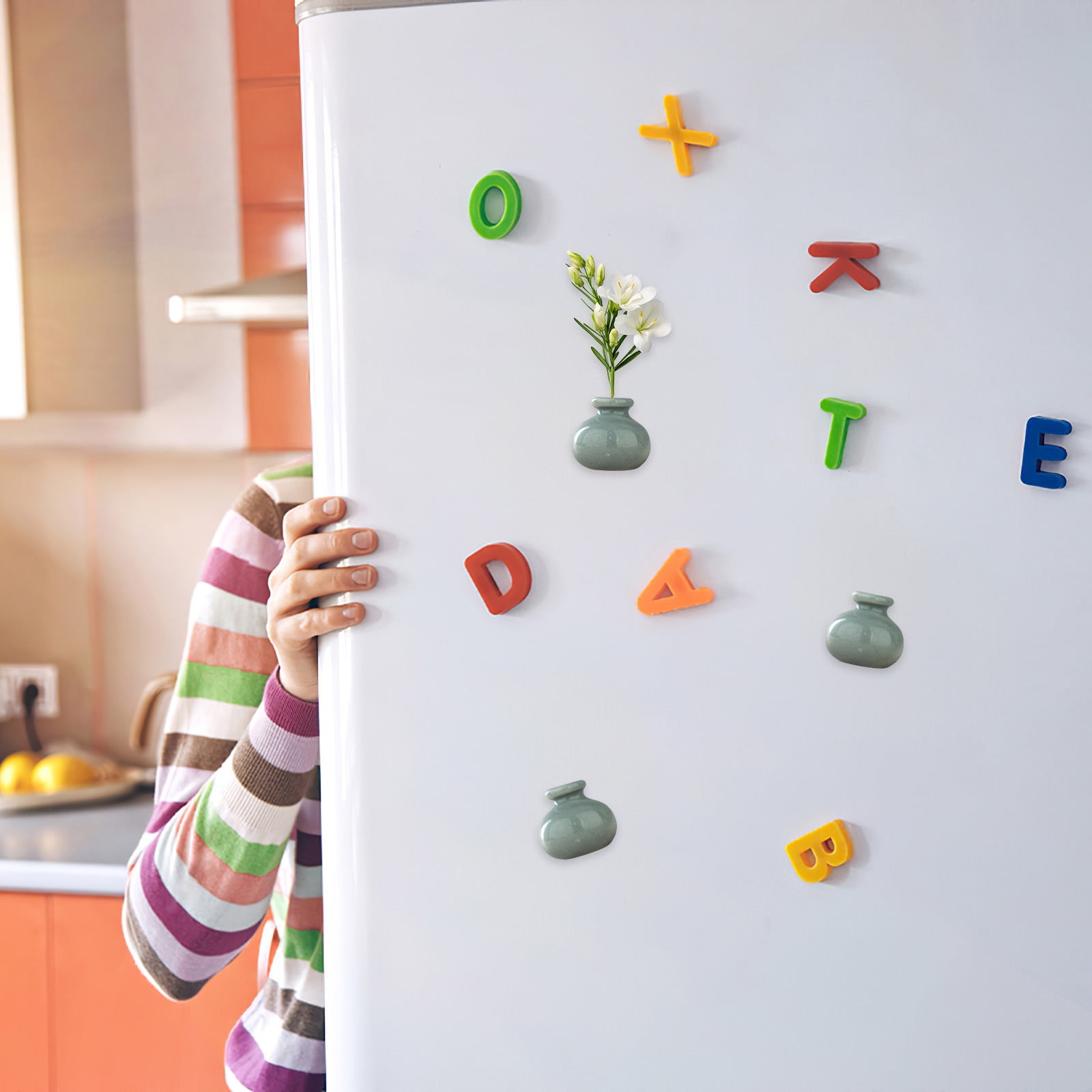 5 PCS Magnetic Mini Vase for Refrigerator, Tiny Ceramic Flower Pot with ...