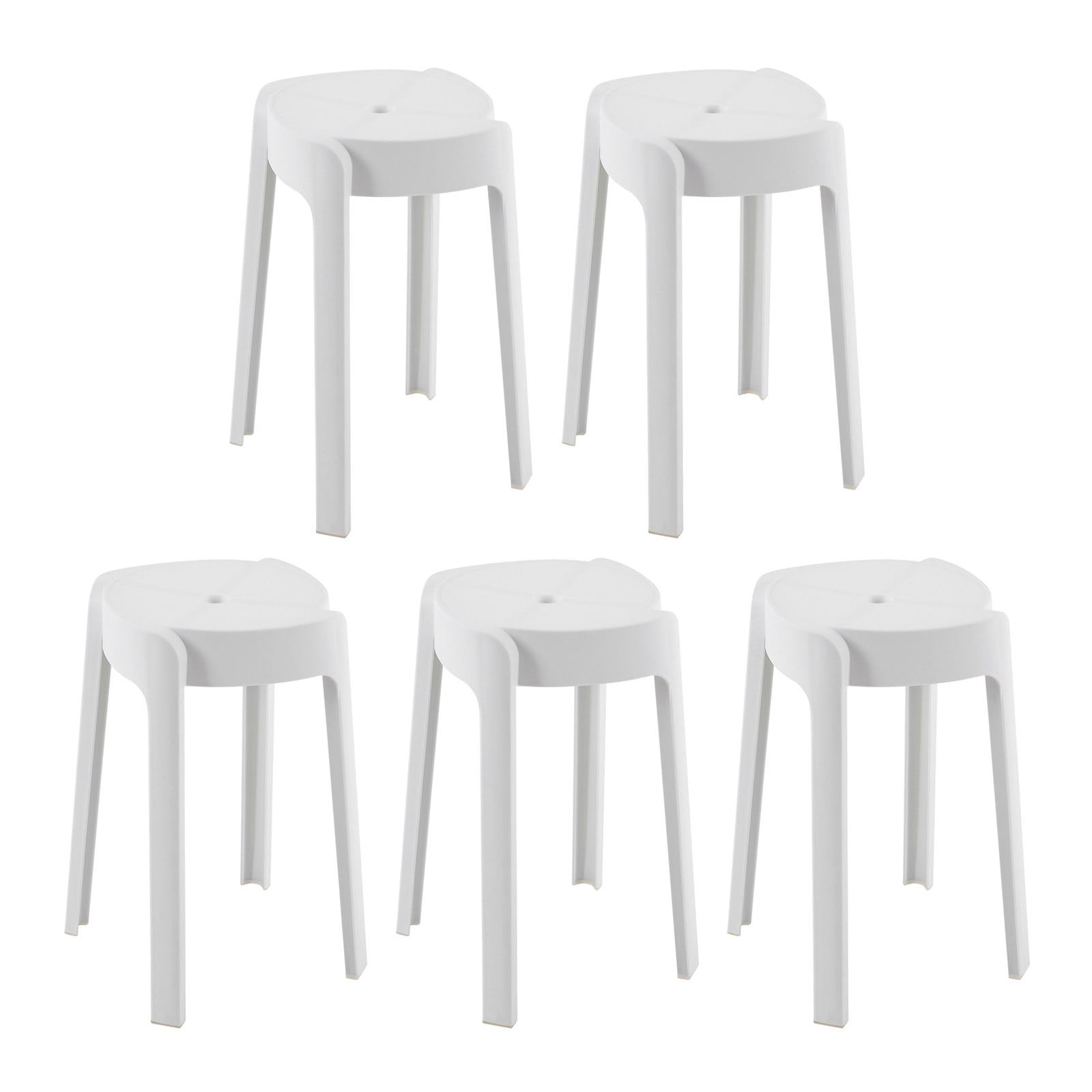 5 PCS Modern Stackable Plastic Stools for Indoor Outdoor, 18" Seat ...
