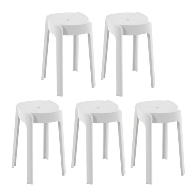 5 PCS Modern Stackable Plastic Stools for Indoor Outdoor, 18" Seat ...