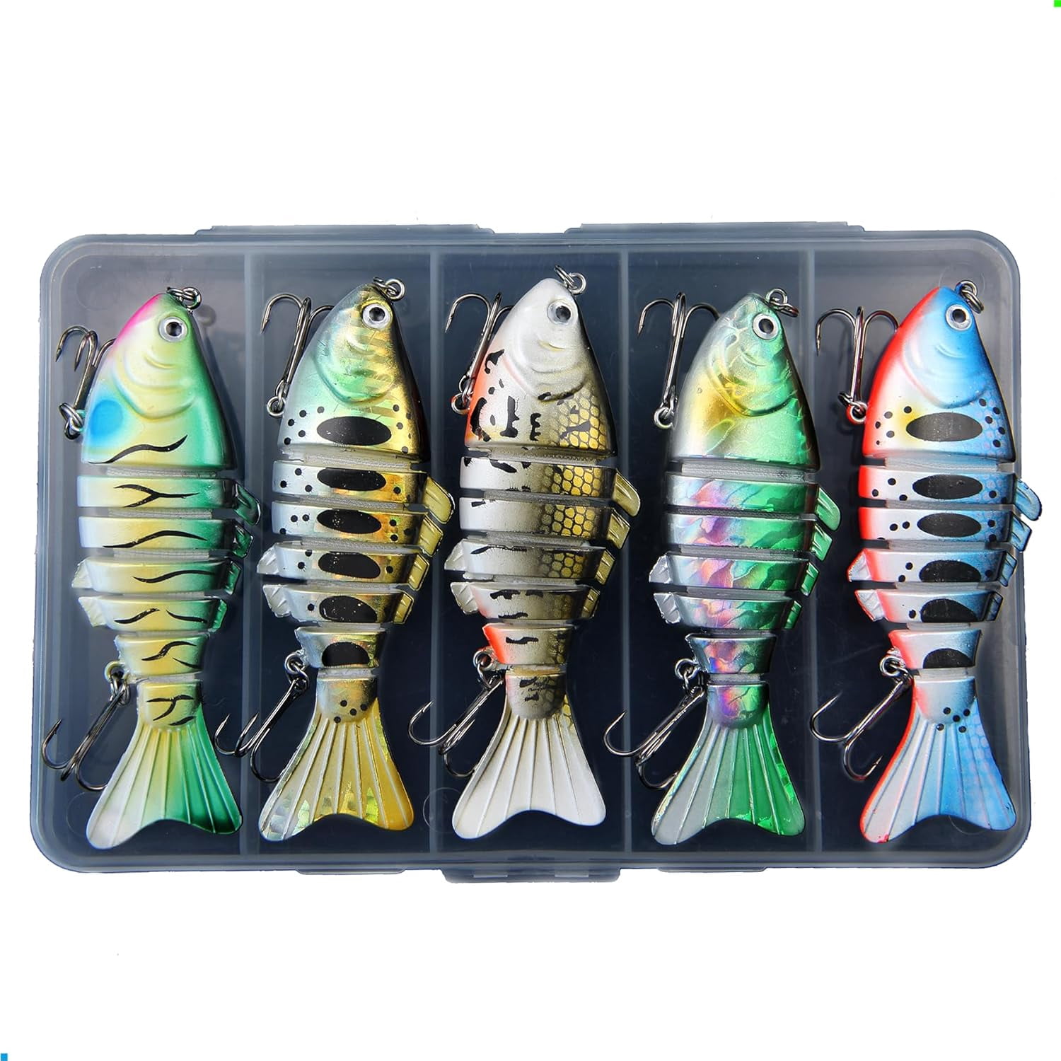 5 PCS Multi Jointed Swimbaits Fishing Lures for Bass Trout Perch Slow ...