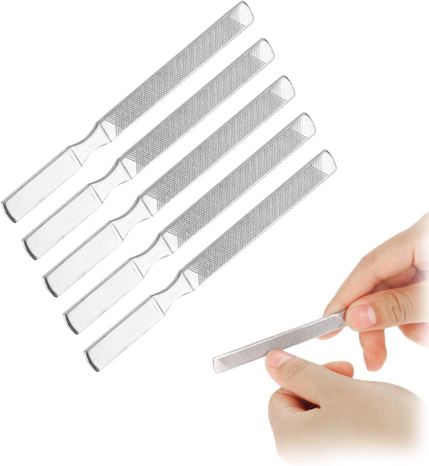 5 PCS Nail File, Stainless Steel Metal File Toe Finger Cuticle Nipper ...