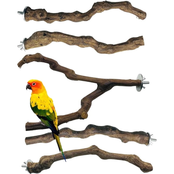 5 PCS Natural Grape Stick Perch Swing Chewing Toys for Parrot Cages ...