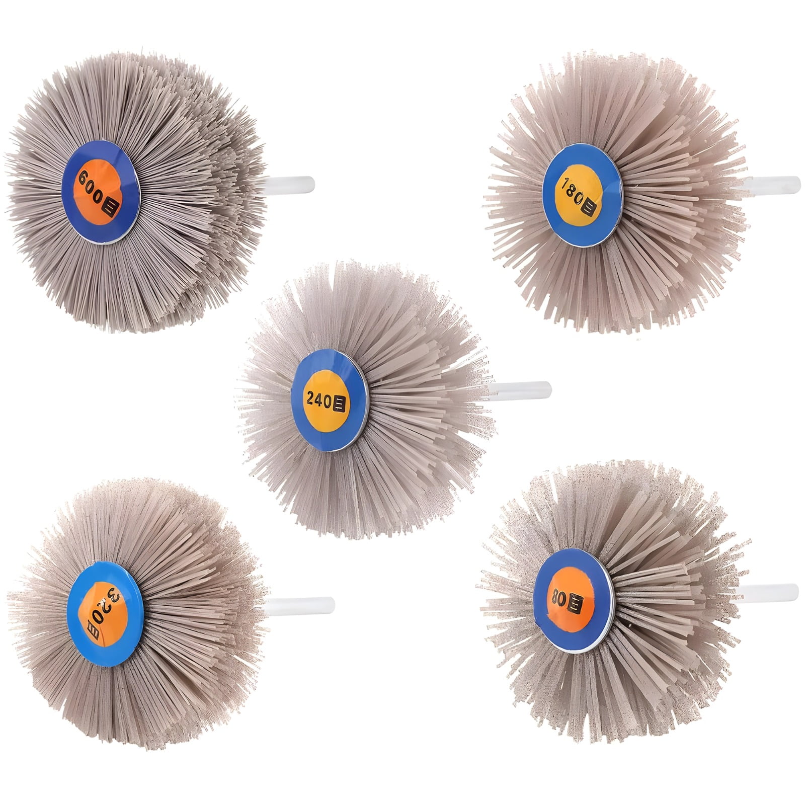 5 PCS Nylon Wheel Brush with 6 mm Shank, Multi-Grit Abrasive Grinding Head 80# 180# 240# 320 ...