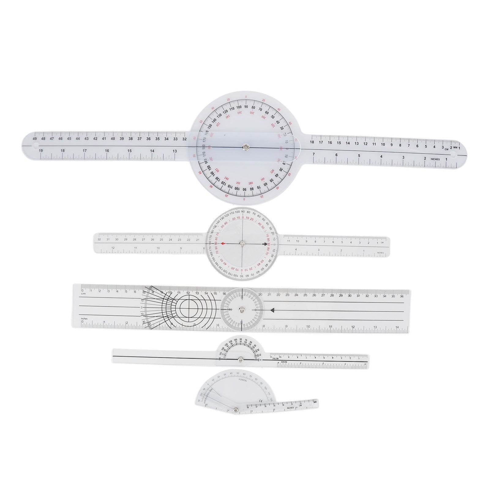 5 PCS Orthopedic Angle Ruler Transparent Plastic Spinal Goniometer ...