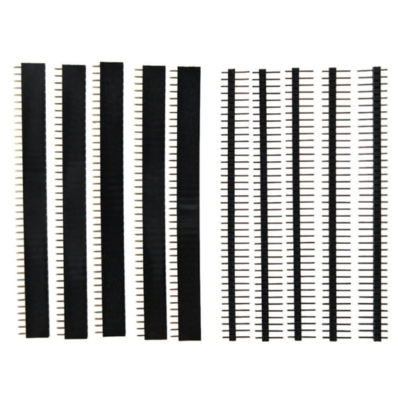 5 PCS Pack 40 Pin 2.54mm Single Row Straight Male + Female Pin Header ...