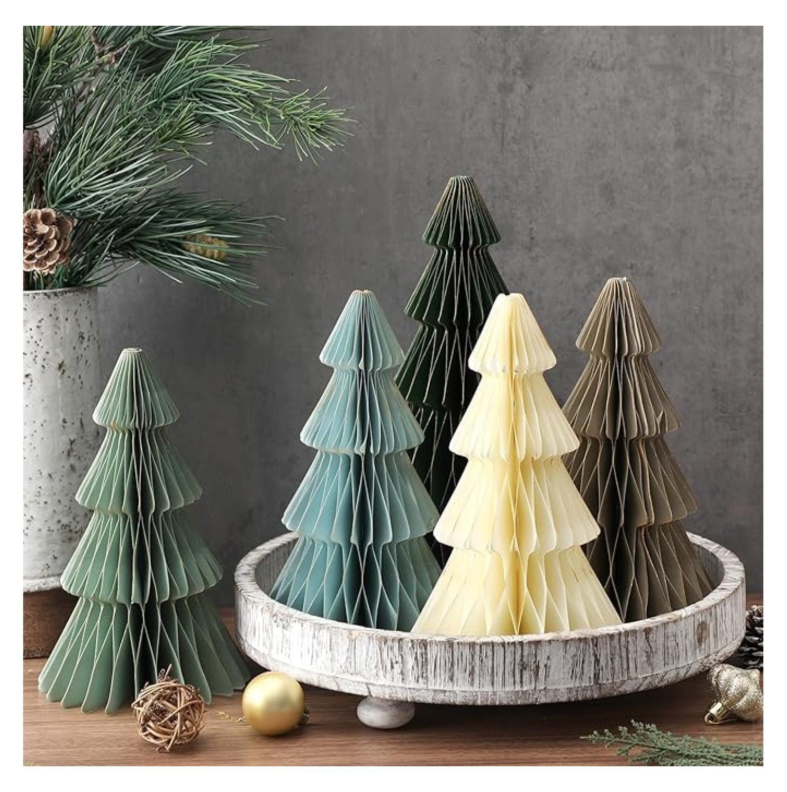 5 PCS Paper Christmas Tree Honeycomb Christmas Tree 3D Christmas ...