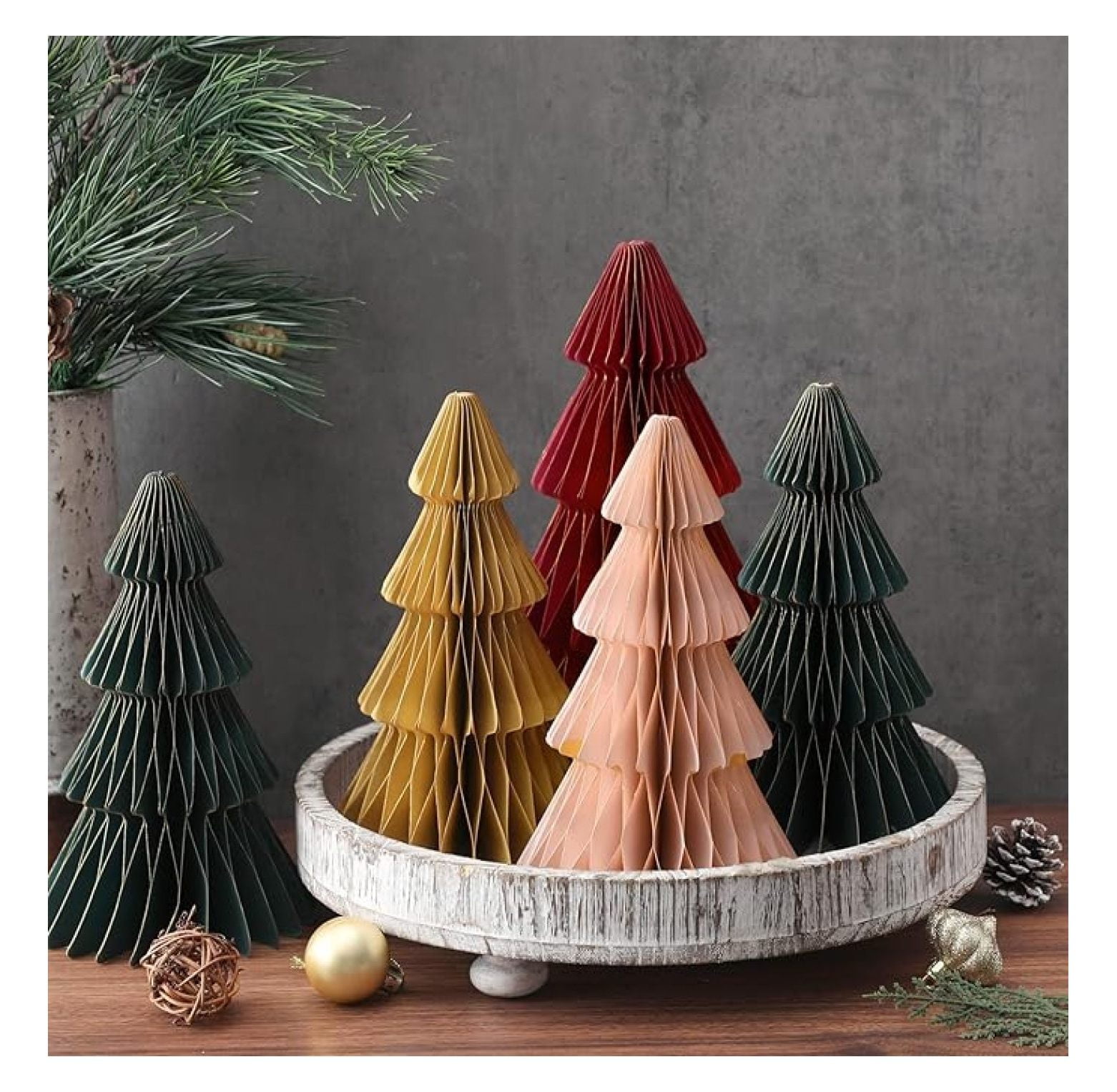 5 PCS Paper Christmas Tree Honeycomb Christmas Tree 3D Christmas ...