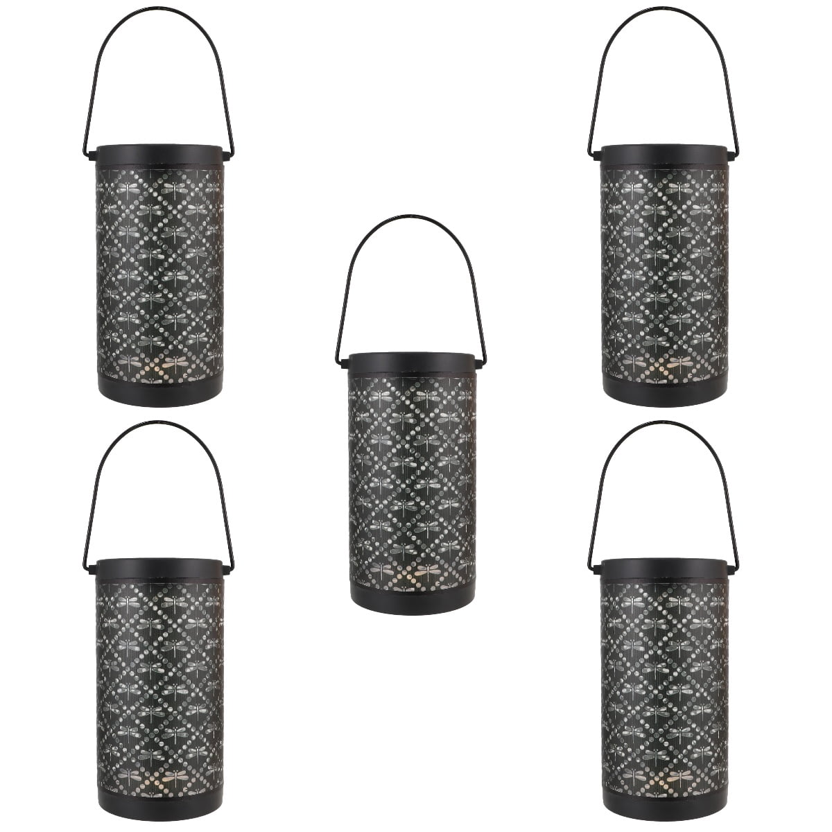Hytrove Dragonfly Design Solar Lantern Iron 5Pcs 7.5X3.7X3.7in for ...