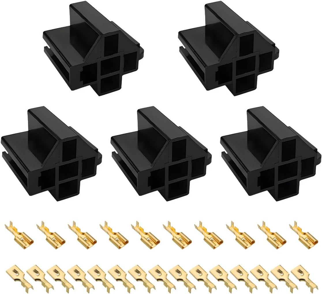 5 PCS Pin Relay Connectors, 12V Socket 30Amp/40Amp Connector with 6.3mm ...