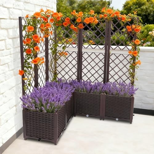 5 PCS Plant Box with Trellis, Multi-Compartment Climbing Plant Support ...