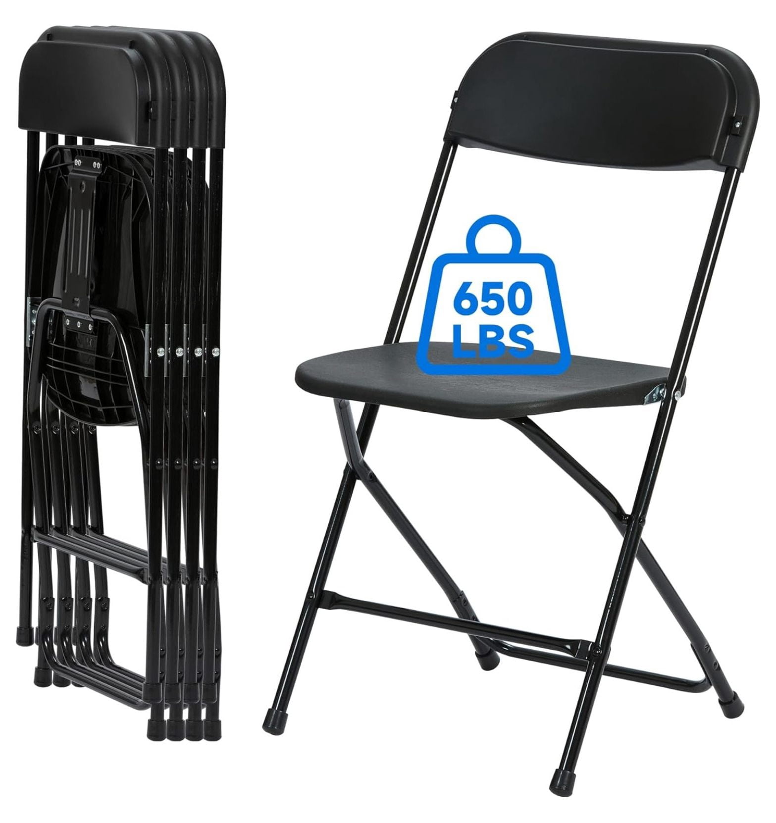 5 PCS Plastic Folding Chair, Portable Chair, 650 LB Capacity Premium ...