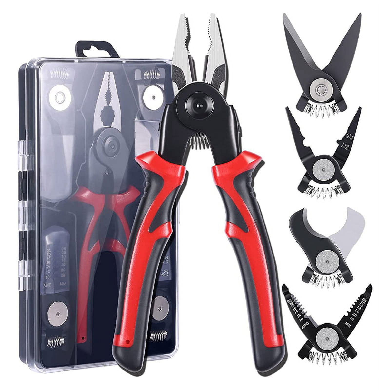 5-PCS Plier Tool Set, 5 in 1 Versatile Tool Kit, with Linesman Plier, Wire Stripper, Crimping ...