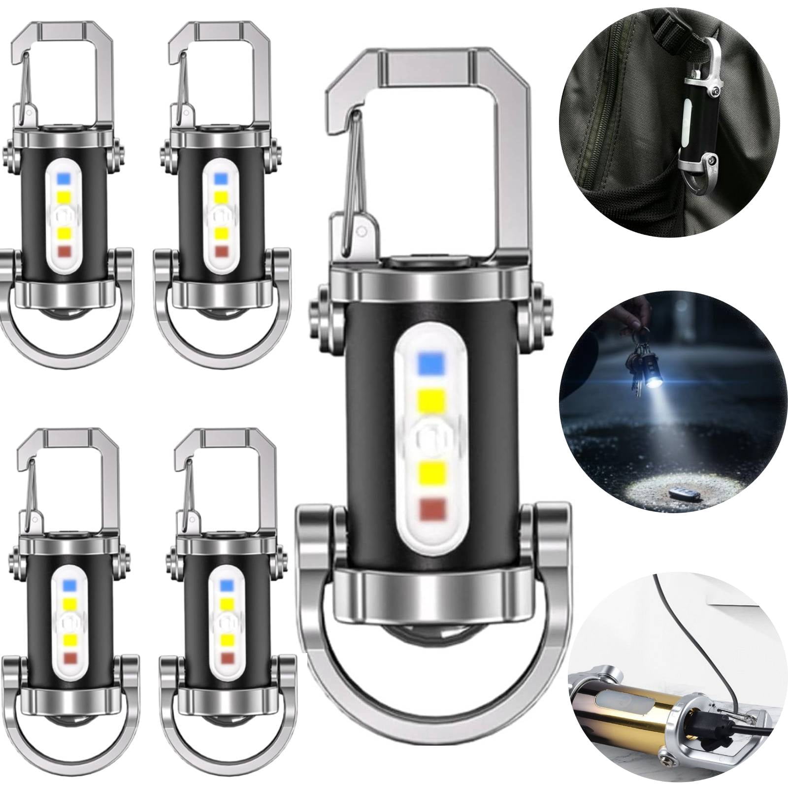 5 PCS Rechargeable Keychain Flashlight with 1200 Lumens, 7 Lights Modes ...