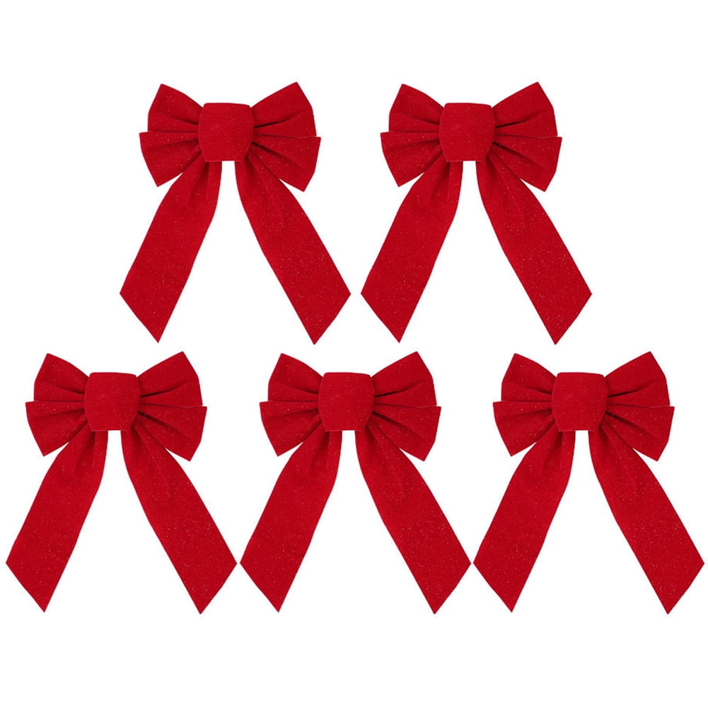 5 PCS Red Christmas Bows Large Velvet Bow for Wreaths, Tree, Outside Decorating, Outdoor, Indoor ...