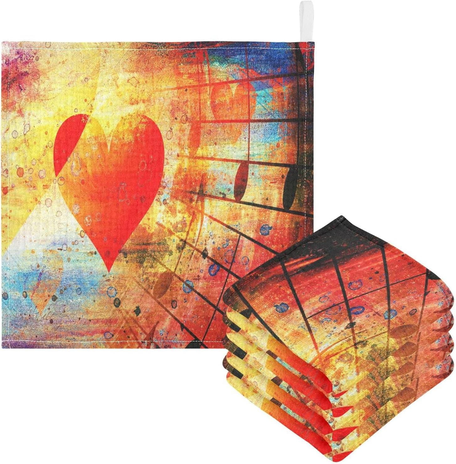 5 PCS Retro Music Notes Heart Baby Muslin Washcloths, Unique Soft ...