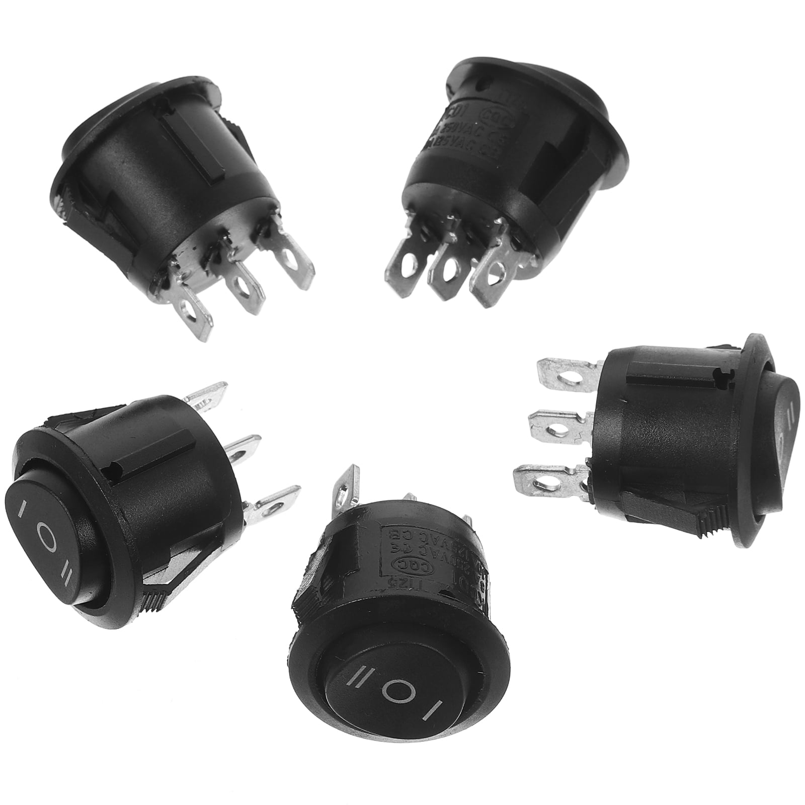 5 PCS Rocker Push Button Electric Circuit Switch Push Button Round ... 5 PCS Rocker Push Button Electric Circuit Switch Push Button Round ...