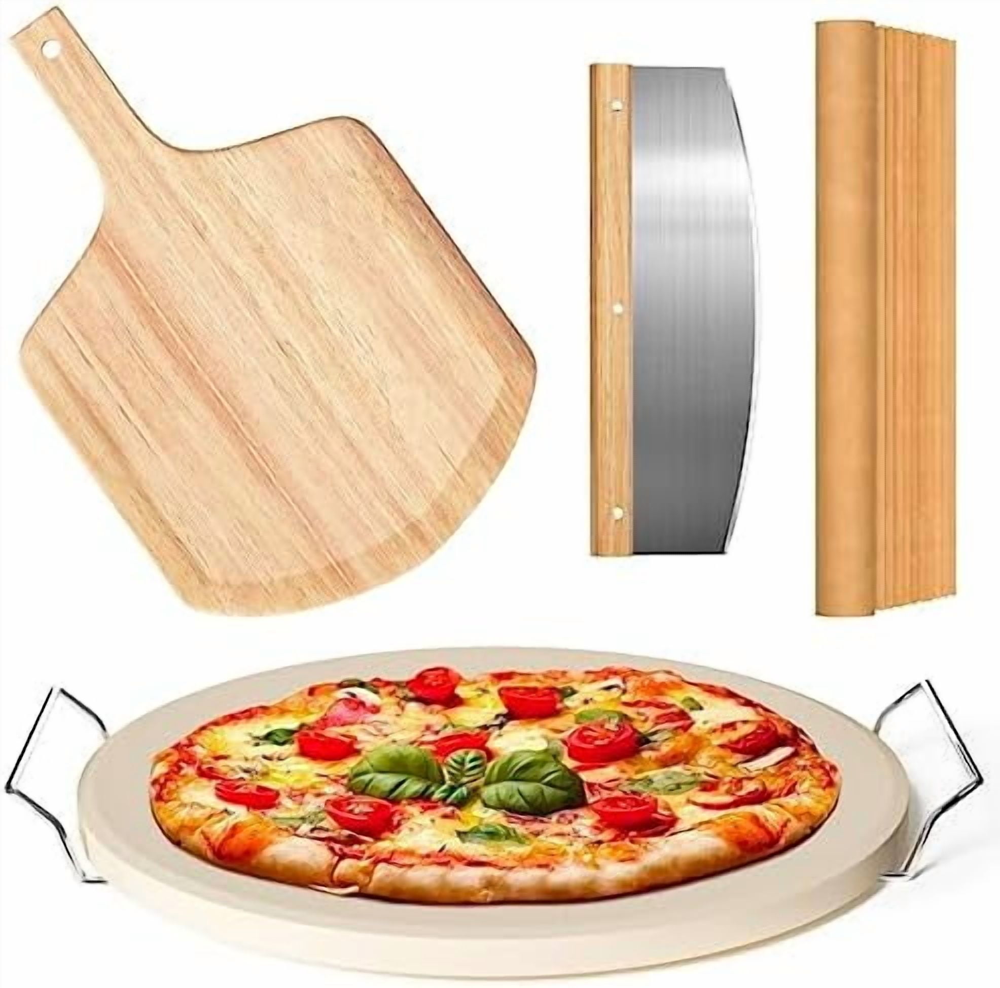 5 PCS Round Pizza Stone Set, 13" Pizza Stone for Oven and Grill with ...