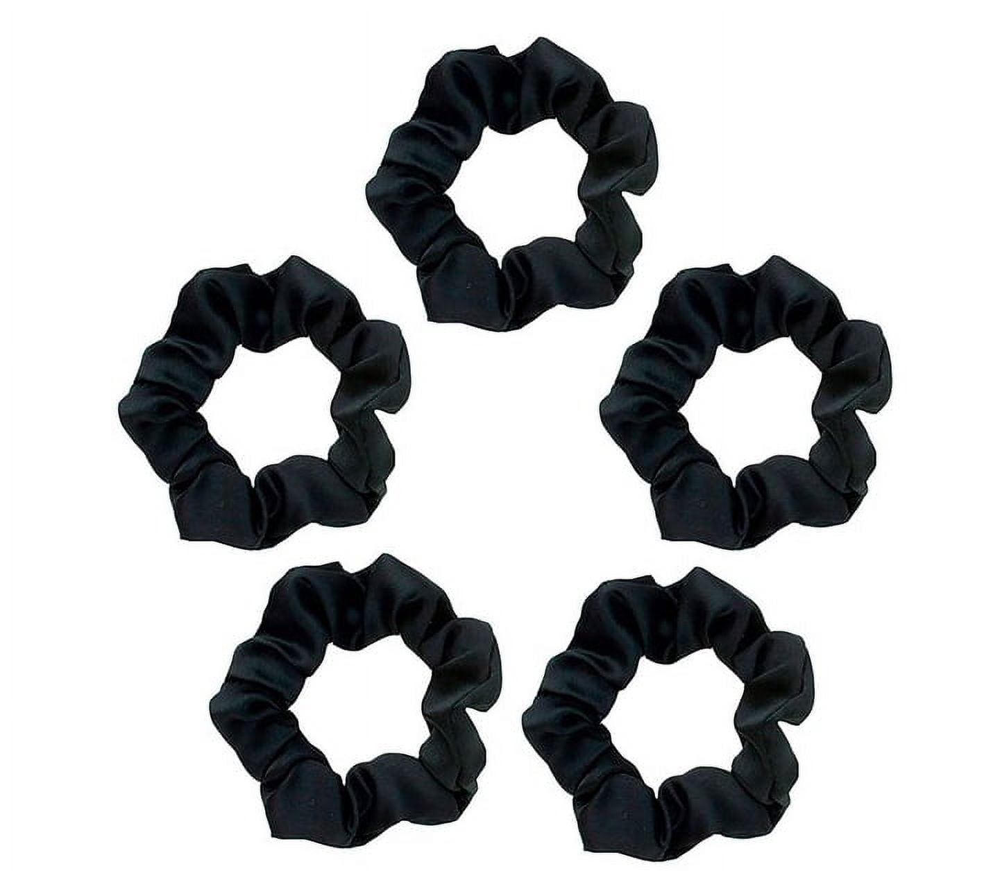 5 PCS Satin Hair Scrunchies Set, Scrunchies Hair Ties ,Elastic black ...