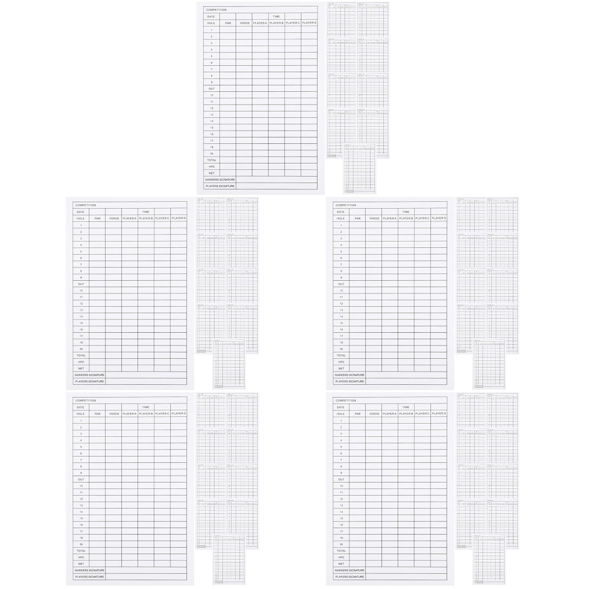 5 Count Golf Round Log Score Cards Scorecard Holder - Walmart.com